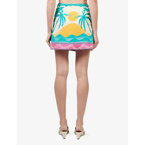 Agua Bendita Ziara Wrap-style Woven Mini Skirt