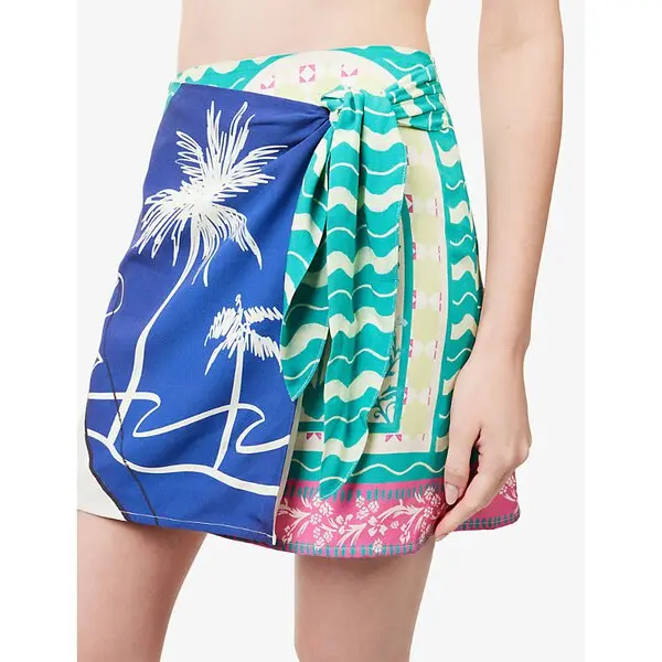Agua Bendita Ziara Wrap-style Woven Mini Skirt