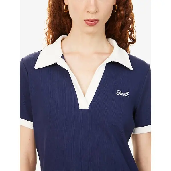 4TH & RECKLESS Ribbed Cotton Polo Top