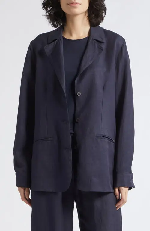 LESET Linen Blend Notch Lapel Jacket - Midnight