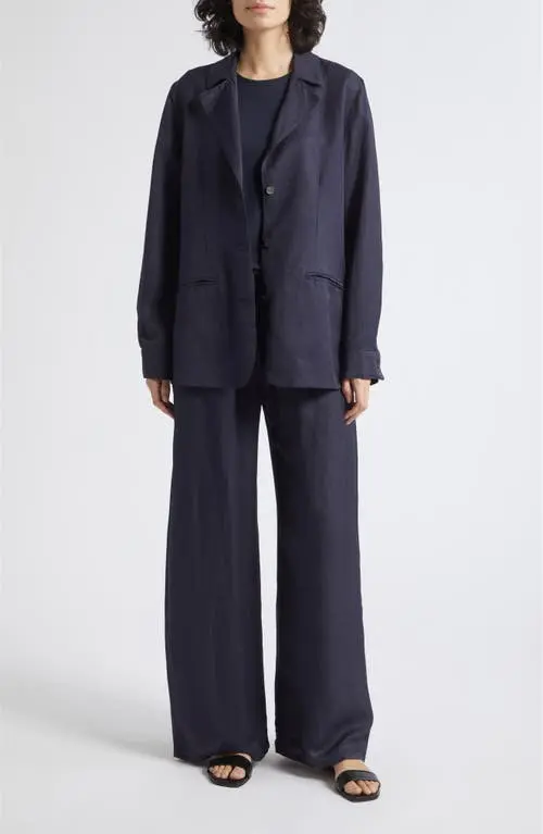 LESET Linen Blend Notch Lapel Jacket