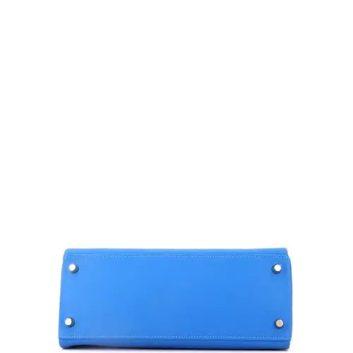 Hermès Kelly Handbag Evercolor With Gold Hardware 28 - Blue