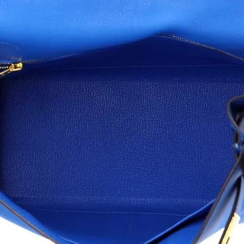 Hermès Kelly Handbag Evercolor With Gold Hardware 28 - Blue
