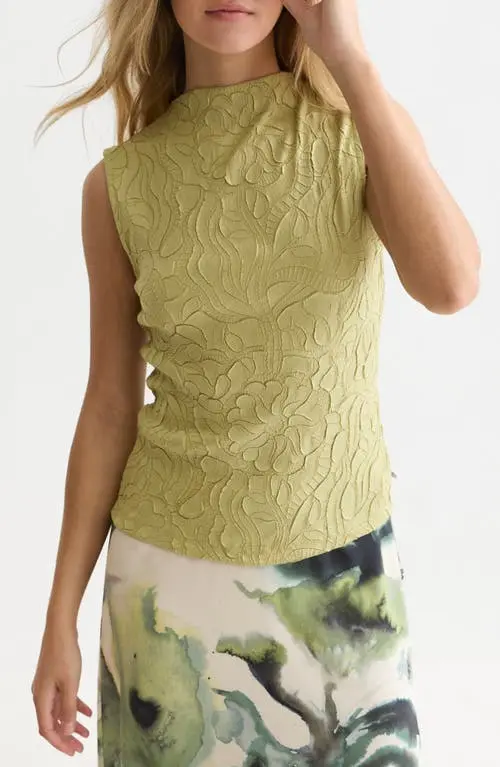 Scotch & Soda Floral Jacquard Sleeveless Funnel Neck Top