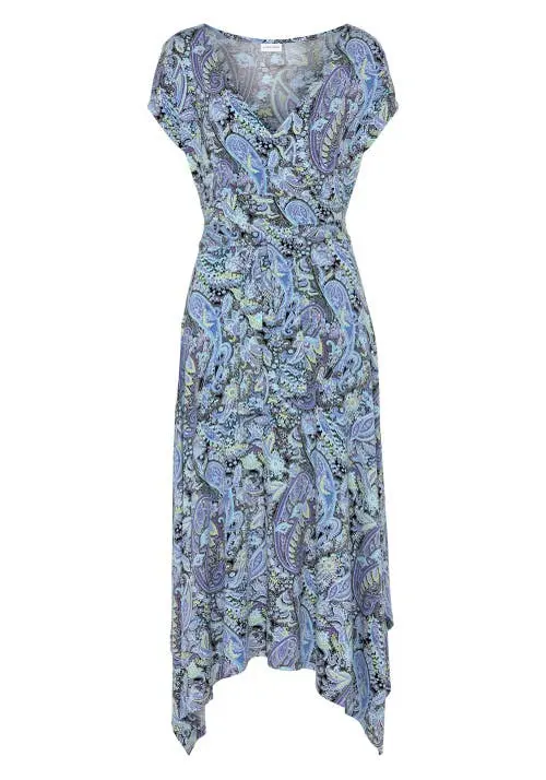 LASCANA Handkerchief Hem V-neck Jersey Knit Dress