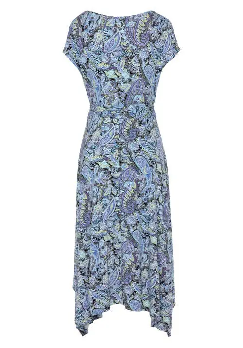LASCANA Handkerchief Hem V-neck Jersey Knit Dress