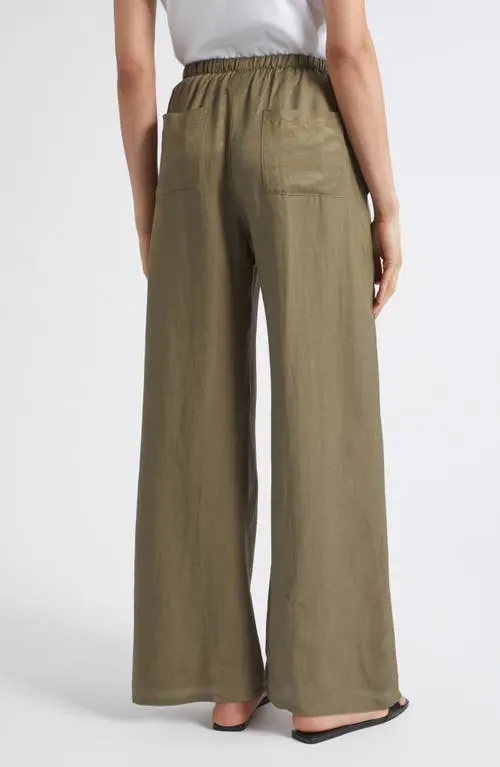LESET Wide Leg Drawstring Linen Blend Pants - Cypress