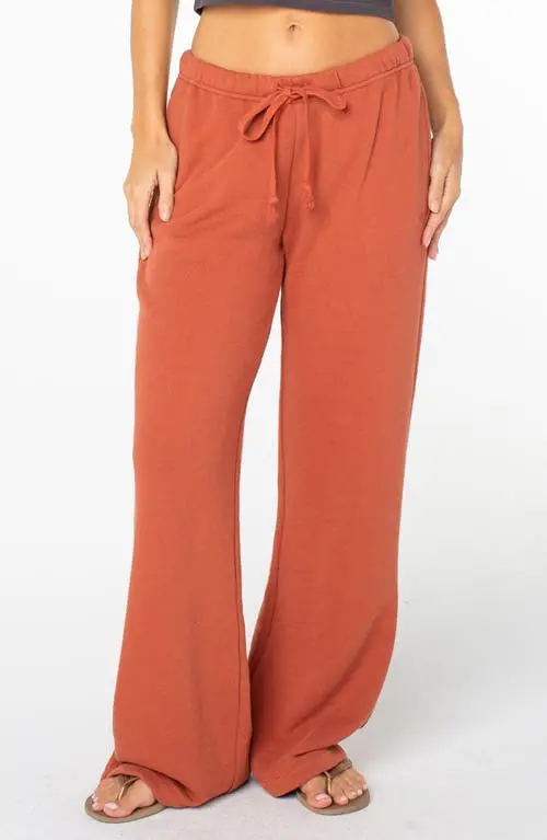 Roxy Good Times Cotton Terry Wide Leg Pants - Chutney