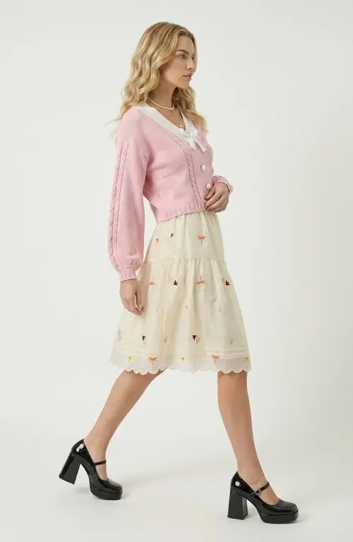 MODENAIRE Embroidered Tulle Skirt