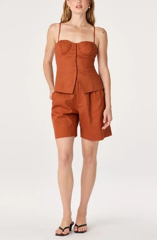 Astr The Label Koda Pleated Linen Blend Shorts
