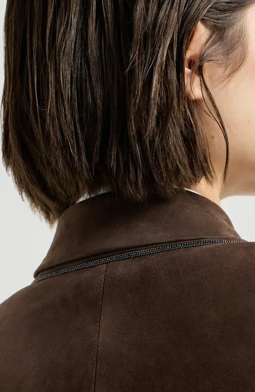 Brunello Cucinelli Suede Blazer With Monili