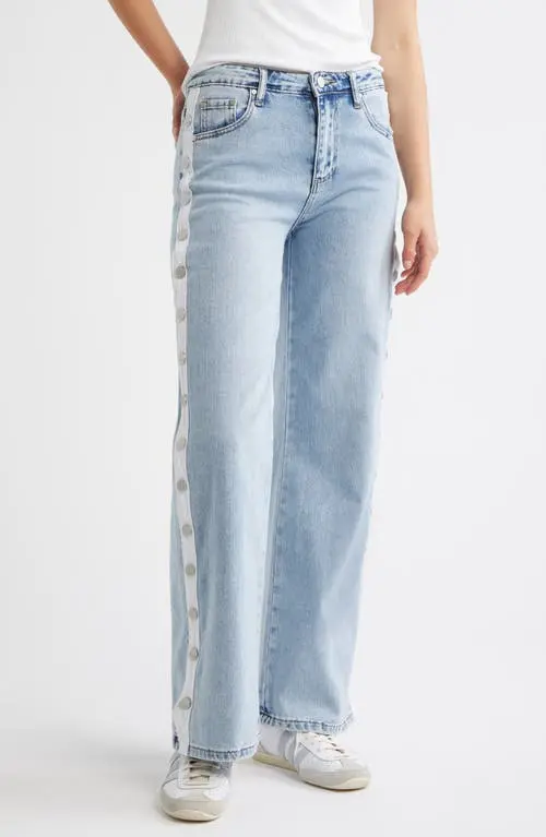 TRACTR Button Detailed Wide Leg Jeans