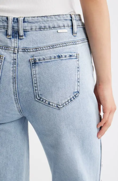 TRACTR Button Detailed Wide Leg Jeans