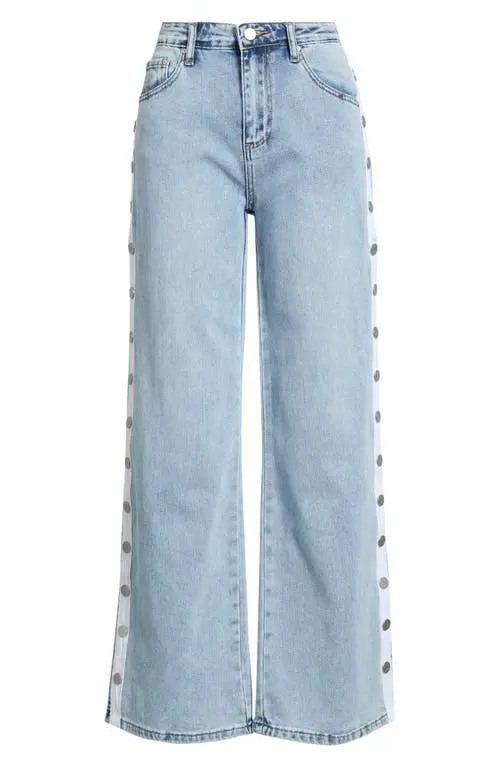 TRACTR Button Detailed Wide Leg Jeans