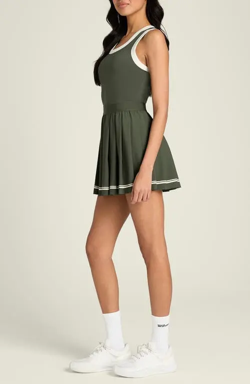 Wilson Contrast Scoop Neck Pleated Dress