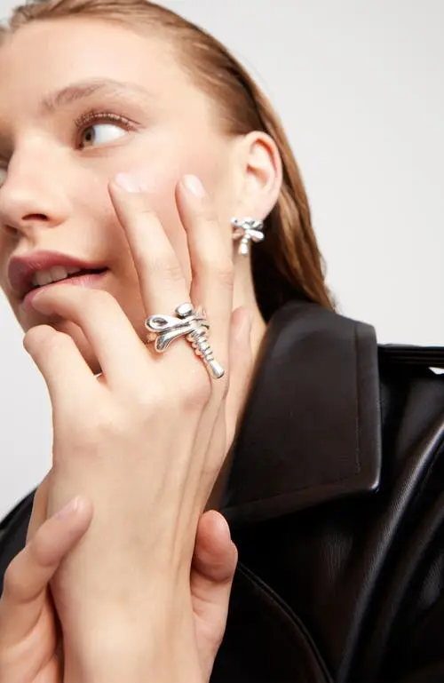 UNODE50 Sterling Plated Dragonfly Ring - Silver