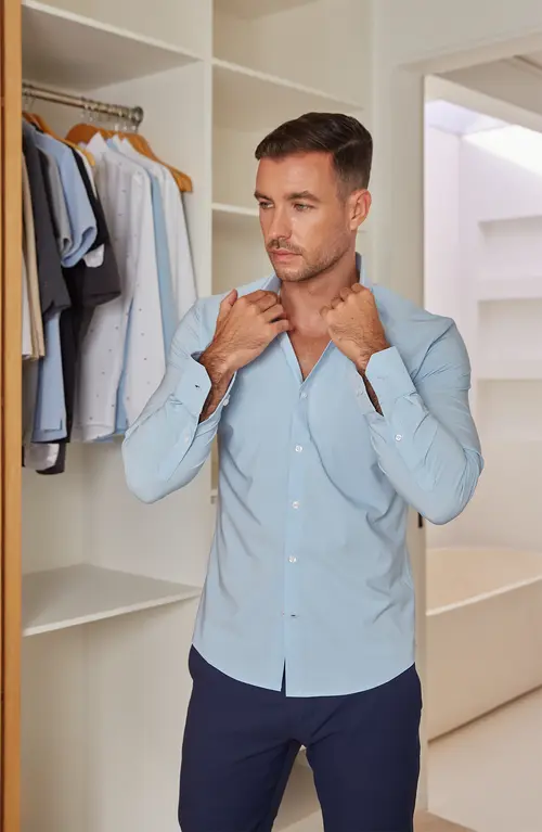 ALL CITIZENS Venture Tech Dress Shirtclassic Fit - Light Blue