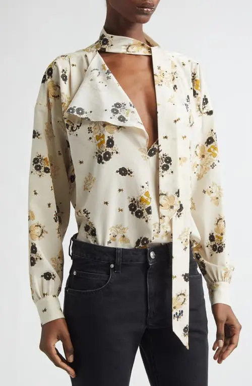 Isabel Marant Étoile Fendry Floral Cutout Stretch Silk Top