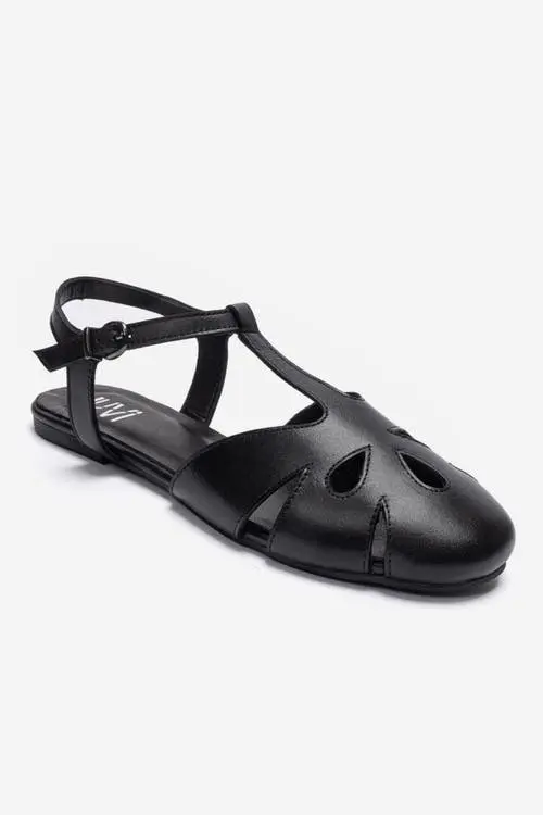 FOREVER & ALWAYS SHOES Nathalie Leather Ankle Strap Sandal