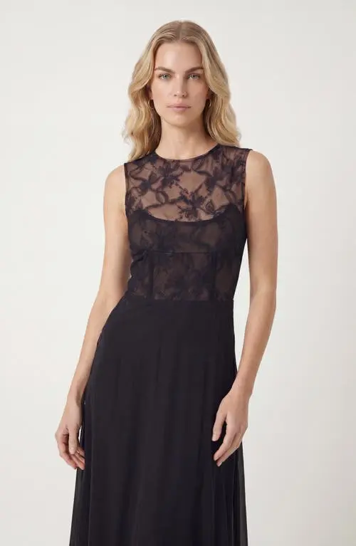 MODENAIRE Sheer Lace Sleeveless Maxi Dress