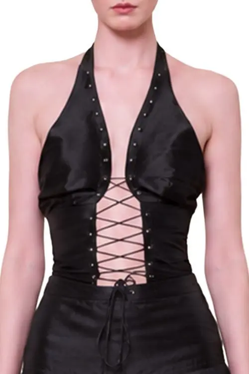 PCFG The Party Edit Crisscross Neck Lace Up Top