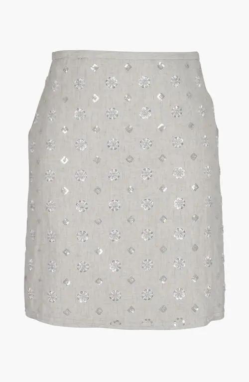 MODENAIRE Floral Sequin-embroidered Skirt