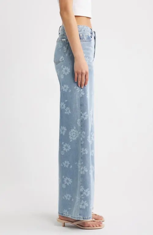 TRACTR Floral Print Wide Leg Jeans