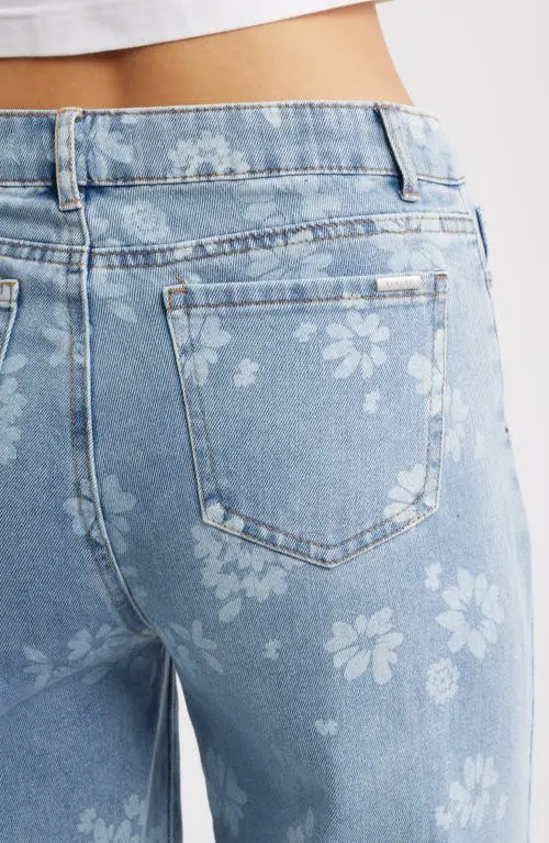 TRACTR Floral Print Wide Leg Jeans