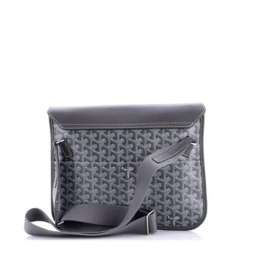 Goyard Coursier Messenger Bag Coated Canvas And Leather - Grey