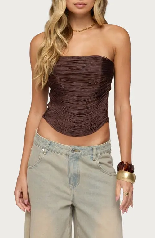EDIKTED Raddix Fringe Strapless Corset Top