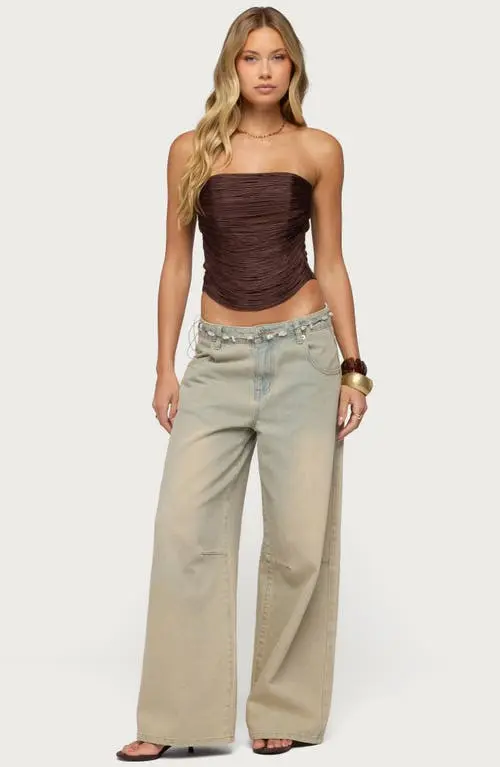 EDIKTED Raddix Fringe Strapless Corset Top