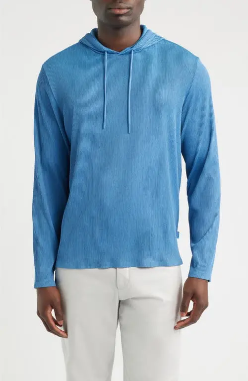 Johnnie-o Hoppin Heather Stretch Rib Knit Hoodie - Heather Sailor