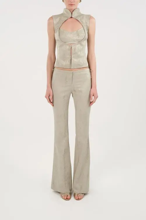 NOCTURNE Snake Print Jacquard Flare Trousers