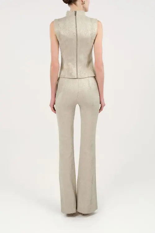 NOCTURNE Snake Print Jacquard Flare Trousers