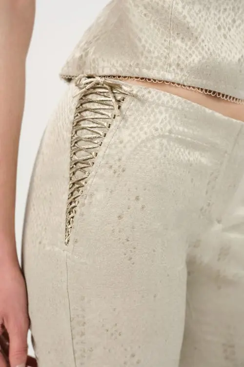 NOCTURNE Snake Print Jacquard Flare Trousers