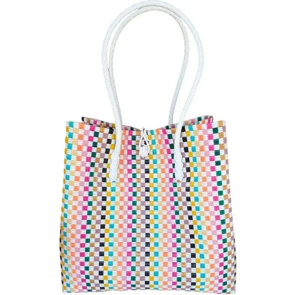 SARAH STEWART Midi Ella Handwoven Plastic Tote - Chiclet
