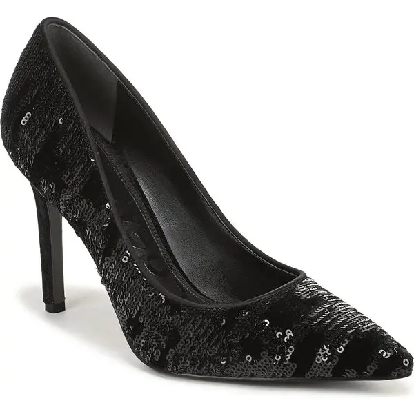 Sam Edelman Hazel Pointed Toe Stiletto Pump - Black Sequins