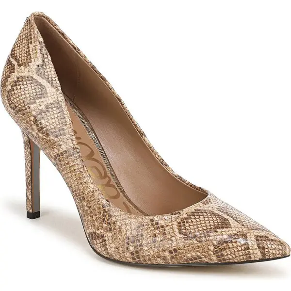 Sam Edelman Hazel Pointed Toe Pump - Light Sand Snake Print