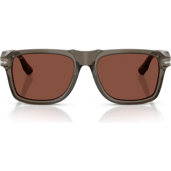 Persol Po8002s 55mm Rectangle Sunglasses - Opal Grey/red