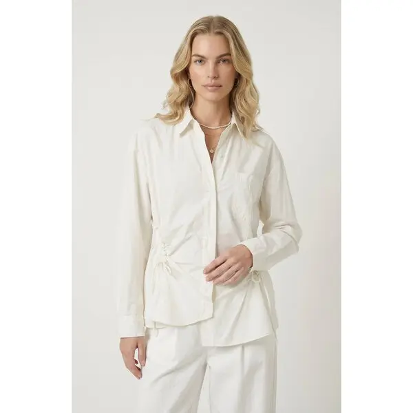 MODENAIRE Side Drawstring Detail Button-up Shirt