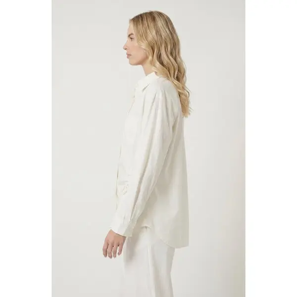 MODENAIRE Side Drawstring Detail Button-up Shirt - Ivory