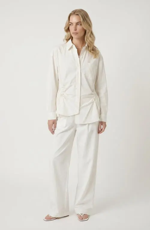 MODENAIRE Side Drawstring Detail Button-up Shirt