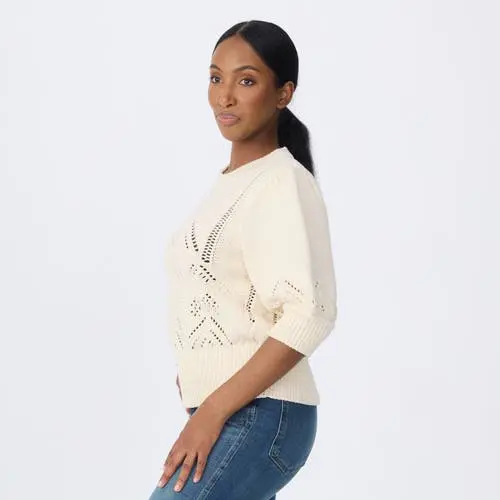 Krimson Klover Clary Short Sleeve Pointelle Sweater
