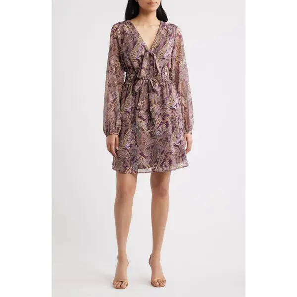 Sam Edelman Paisley Tie Neck Minidress