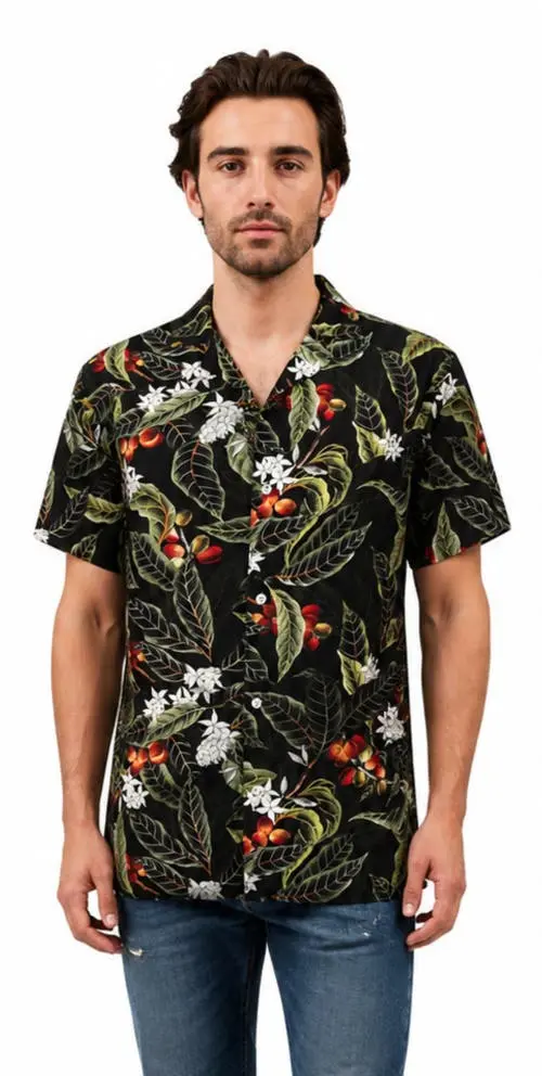 MIO MARINO Tropical Print Button-down Hawaiian Camp Shirt - Congo Jade