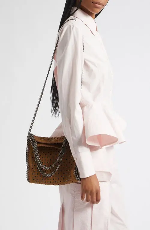 Stella McCartney Mini Falabella Studded Faux Suede Tote - Brandy