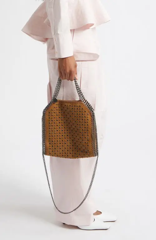 Stella McCartney Mini Falabella Studded Faux Suede Tote - Brandy
