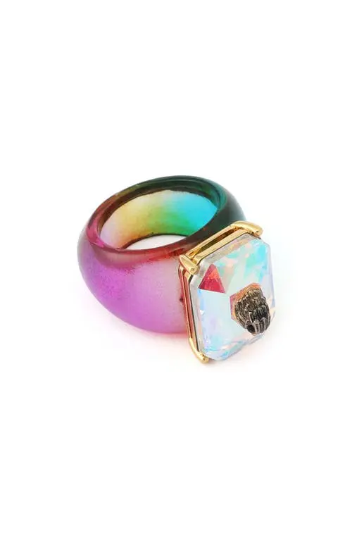 Kurt Geiger Resin Ombre Stone Cocktail Ring - Rainbow Multi