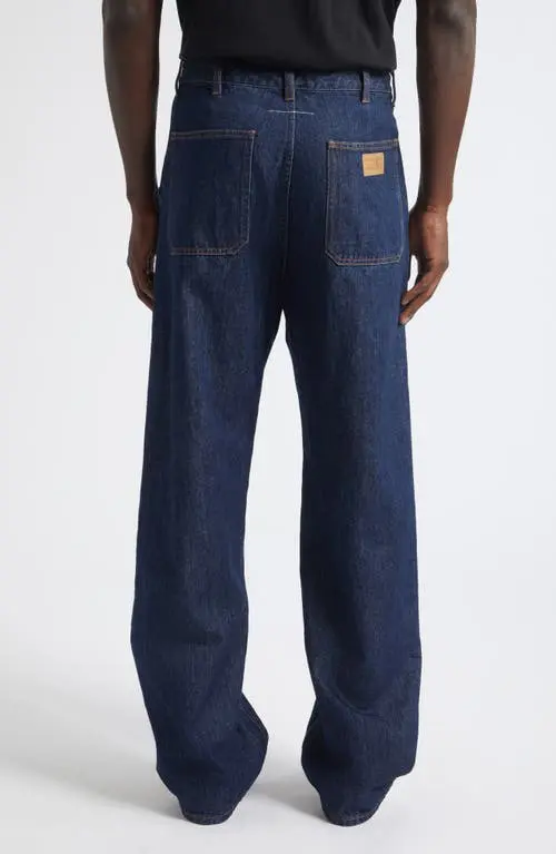 MAISON MARGIELA Paneled Straight Leg Jeans With Ripped Knee Detail
