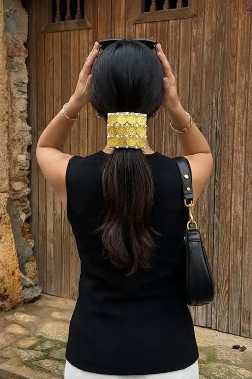 HAIR DRAMA CO. Embellished Coin Ponytail Holder